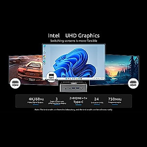 Bmax B4 Plus Mini PC 12th Intel N100(up to 3.4GHz) 16G DDR4 RAM/512GB SSD Small PC WiFi5 4K/60Hz Triple-Display BT4.2 Type-C/HDMI Small Computer