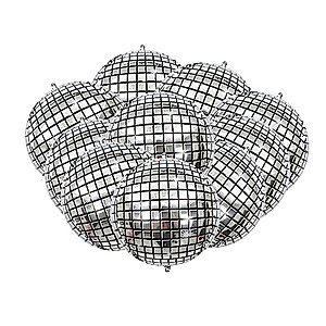10Pcs Disco Ball Balloons,Disco Party Decorations,4D10 Inch Disco Party Foil Balloons,Disco Balls for 70s 80s Disco Themed Birthday New Year's Party Decor Father's Day Mother's Day Supplies
