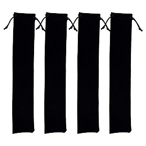 Amajiji Large Rave Folding Hand Fan Bag, Black Fabric Sleeve Hand Fan Protector Pouch Pocket Fan Bag Gifts Bag (4PCS)