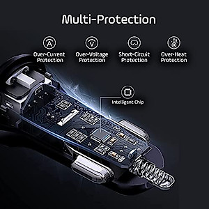 Car Charger for iPhone [Apple MFI Certified] 4.8A/24W 12-24V Cigarette Lighter Plug in Adapter Built-in 3.9ft Lightning Coiled Cable for iPhone 14 13 12 11 Mini Pro Max Plus SE XR XS X 8 7 6 5, iPad