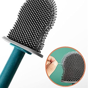 SAAKO Modern Toilet Bowl Brush Cute Wall Mount Silicone Toilet Brush Ideas Toilet Cleaner Brush and Holder Set Bathroom Cleaning