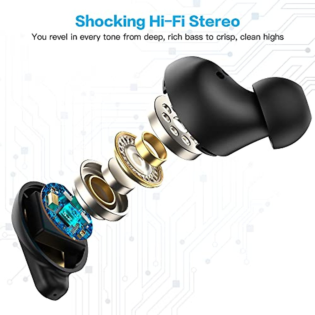 Y-SPIO Wireless Earbuds, Bluetooth 5.2 Earphones with HD Mic, Touch Control Wireless Bluetooth Headphones, in-Ear HiFi Stereo Wireless Headphones, Super Light Bluetooth Earbuds for iOS Android Phone
