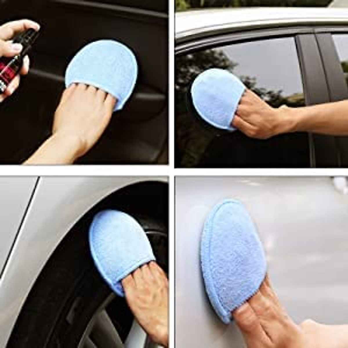 Fasmov 30 Pack Microfiber Wax Applicator, 5" Diameter Soft Microfiber Wax Applicator Pads with Finger Pocket Wax Applicator for Cars Wax Applicator Foam Sponge, Blue