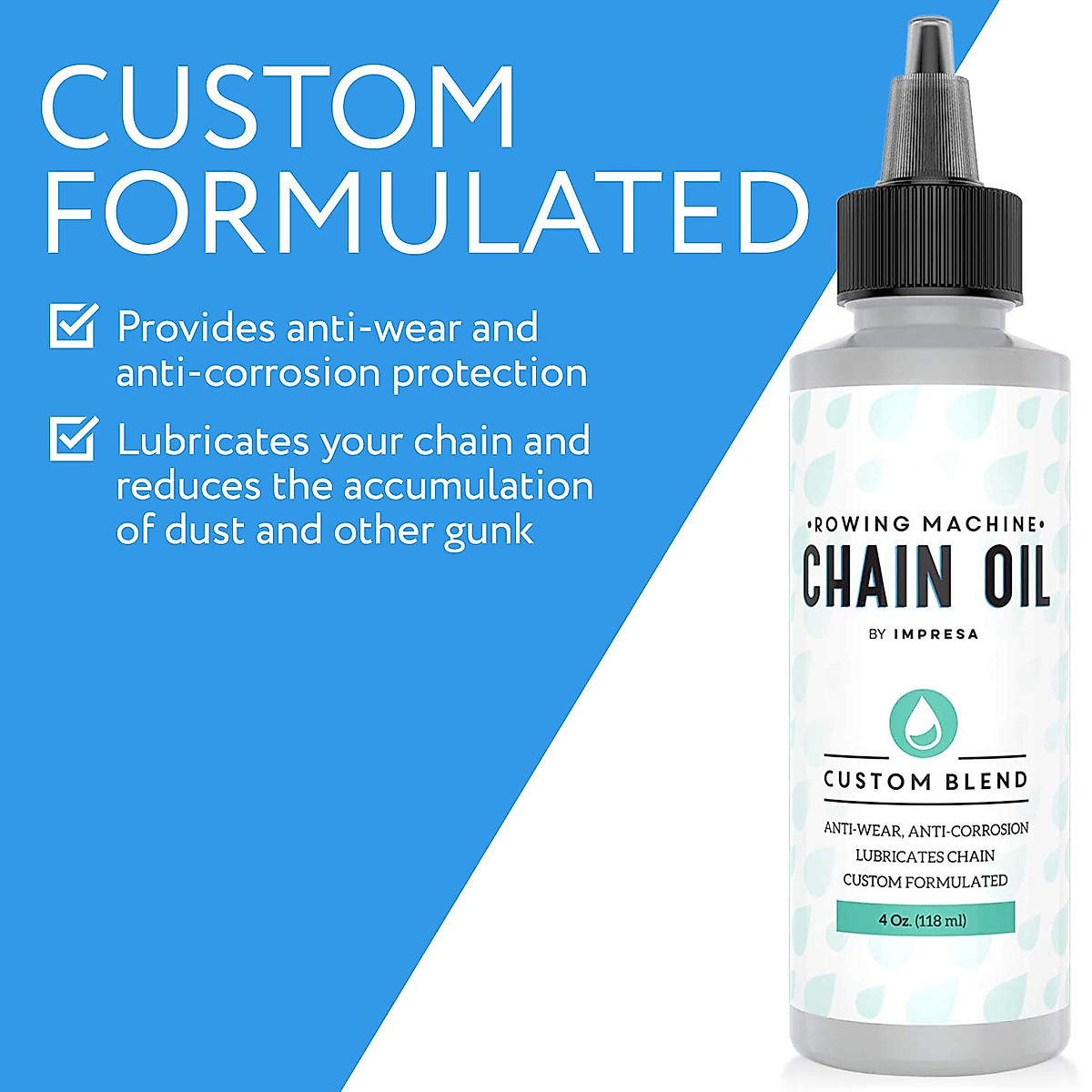 Impresa Rowing Machine Chain Oil Compatible with Concept 2, 4 Oz, Premium Custom-Formulation for Exercise Rower Chains, Compatible with Model D and Other Major Brands, Made in USA