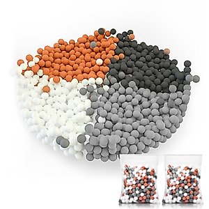 Cobbe 2 Packs Replacement Shower Head Beads，90g Shower Filter Stone Beads，Mineral Stone Balls for Water Filtration，for Filtered Shower Head (Orange Gray White)