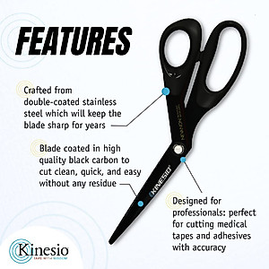 Kinesio - Pro Scissors with Holster - Right Handed Bandage Scissors - For Use with Kinesio Therapeutic Elastic Tape