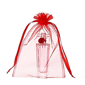 G2PLUS 4''X6 Organza Bags,100PCS 10X15CM Drawstring Organza Jewelry Favor Pouches Wedding Party Festival Gift Bags Candy Bags (Red)