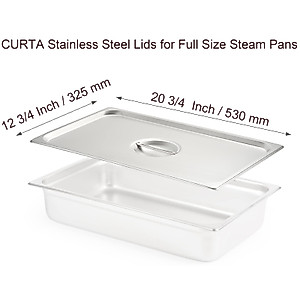 CURTA Full Size Hotel Pan Cover,18-8 Stainless Steel Solid Steam Table Catering Food Pan Lid with Handle