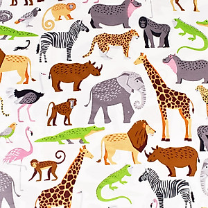 J pinno Jungle Animals Leopard Ostrich Crocodile Snake Twin Sheet Set Kids Boys Bedroom Decoration Gift, 100% Cotton, Flat Sheet + Fitted Sheet + Pillowcase Bedding Set (15, Twin)