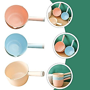 Hemoton 3pcs Long Handle Water Ladle Garden Water Scoop Watering Flower Water Ladle Water Dipper Spoon Bath Ladle Scoop for Home Garden Tea Ceremony Bathroom Sauna Light (As Shown)