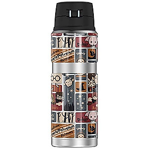 Harry Potter Cute Chibi Pattern, THERMOS STAINLESS KING Stainless Steel Drink Bottle, Vacuum insulated & Double Wall, 24oz