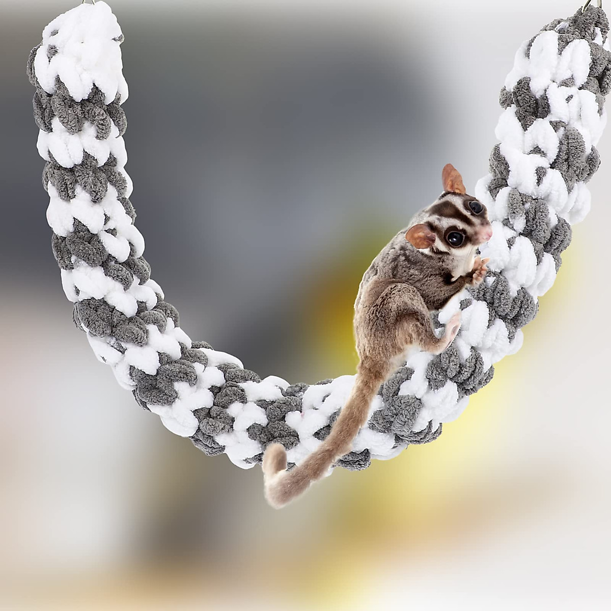 Alipis Hamster Toys Ferret Toys Bird Toy Handmade Sugar Glider Toys Pet Hamster Cotton Rope Toy Climbing Perch Cage Accessory Toy Rat Climbing Ladder Toys Hamster Toy Hamster Toys Ferret Toys