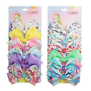 12Pcs Siwa Hair Bows for Girls LAXMTT 5 Inches Unicorn Grosgrain Ribbon Hair Barrettes Accessories deal Gift for Toddler Girls' Birthday Children's day, Halloween, Thanksgiving, Christmas.