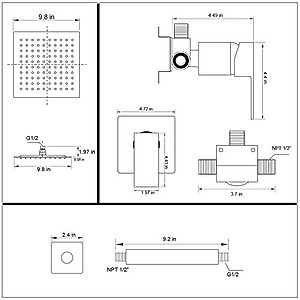 POP SANITARYWARE Ceiling Mount Shower Faucet Set Brushed Nickel Bathroom 10 Inch Rainfall Mixer Shower Head System Single Handle Shower Trim Kit with Rough-in Valve