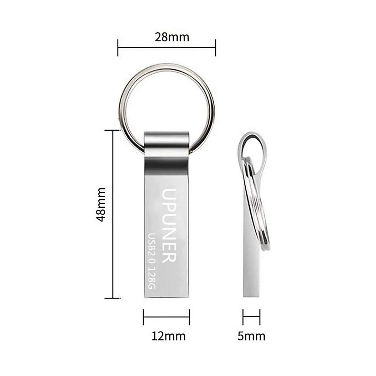 128G USB 3.0 Flash Drive, Metal Keychain Thumb Drive Memory Stick Built-in Waterproof.(128G)
