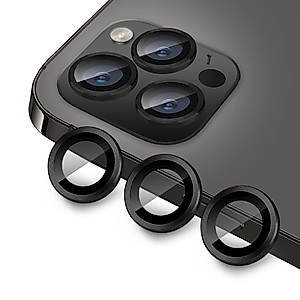 Hsefo Compatible with iPhone 14 Pro / 14 Pro Max Camera Lens Protector, Anti-Scratch Lens Cover 9H Tempered Glass Metal Camera Screen Protector Shockproof Camera Ring - 3 Pcs Black
