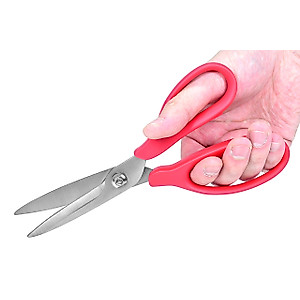 Seki Japan V.ROAD Heavy Duty Kitchen Scissors, Multifunctional Utility Shears, Stainless Steel Blade Red PP Soft Handle for Meat, Vegetable