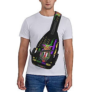 Keep Mardi Gras Great American Flag Trump Crossbody Chest Daypack Casual Backpack Men Shoulder Bag For Travel Picnic