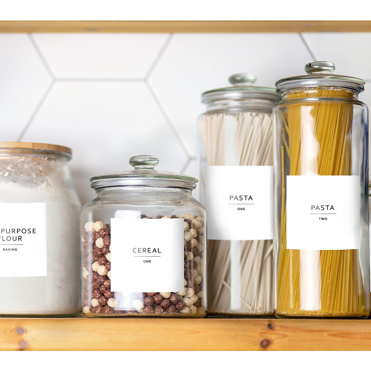Dekluttr Pantry Labels for Containers Waterproof Minimalist Preprinted Canister Labels Pantry Organization Labels for Food containers Plastic and Glass White Vinyl Label Set Only Pantry 1