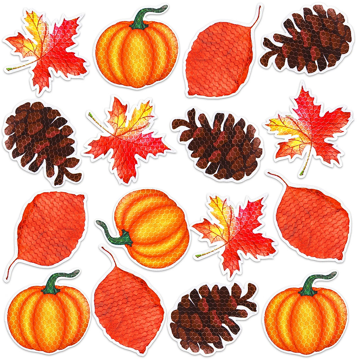 16 Pcs Fall Maple Leaves Magnets Thanksgiving Reflective Car Magnets and Decals Thanksgiving Stickers Pumpkin Pine Cones Refrigerator Magnets Decorative Magnetic Decals for Refrigerator Car Truck