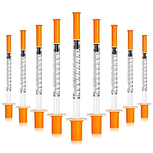 1/2 ml 30 Gauge Syringes 0.5cc 5/16 Inch 8mm Lab Disposable Supplies for Refilling or Dispensing, Pack of 20