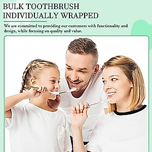 Remerry 100 Pack Individually Wrapped Disposable Toothbrushes Bulk Travel Toothbrushes Manual Disposable Tooth Brush Soft Bristle Tooth Brush for Adults Kids Hotel Guest Camping Travel, 2 Colors
