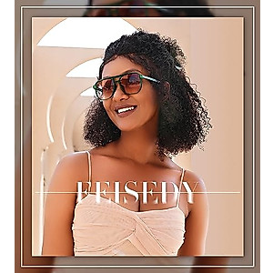 FEISEDY Retro Square Aviator Sunglasses Women Men 70s Vintage Trendy Plastic Frame Sun Glasses B2835
