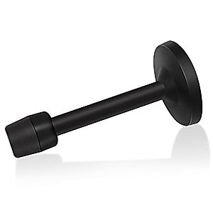 Door Stop, 5 Inch Long Door Stopper, Black Wall Mount Doorstops Stainless Steel Solid Rigid, No Odor Rubber Tip, Heavy Duty Rubber Door Stop Brushed Satin Door Holder Wall Protector