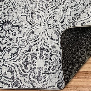 ReaLife Machine Washable Rug - Stain Resistant, Non-Shed - Eco-Friendly, Non-Slip, Family & Pet Friendly - Made from Premium Recycled Fibers - Mosaic Tile - Gray, 2'6" x 8'