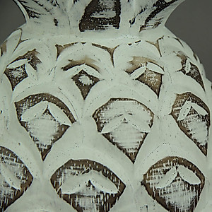Chesapeake Bay LTD. Distressed White Carved Wood Tropical Pineapple Decor Statue
