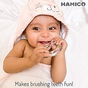HAMICO Baby Toothbrush Gentle, Extra- Soft Bristles for Baby’s First Toothbrush | Easy Grasp-No Overreach Infant Toothbrush | BPA Free | 2-Pack: Rubber Ducks & Jungle Animals
