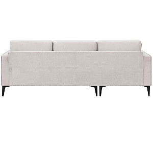 Merax 86" Convertible, Modern Chenille Fabric, L-Shaped Couch 3-Seat Sofa Sectional with Reversible Chaise (2 Pillows), Combo, Beige