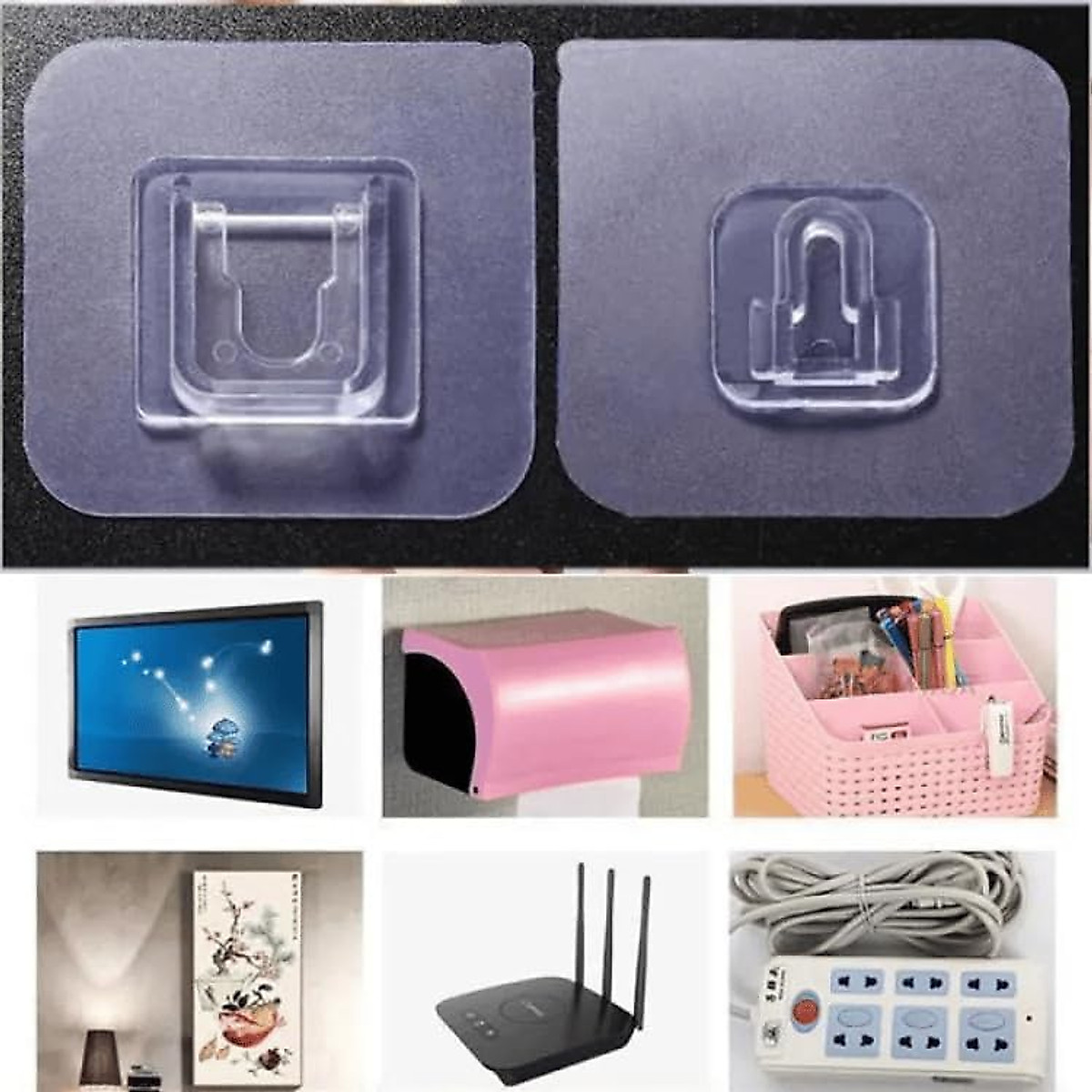 ANYSENT Transparent Double Sided Adhesive Wall Hooks,No Damage Wall Hooks,Nail Free Self Adhesive Hooks for Bathroom Kitchen Office Hanging (10 Set)