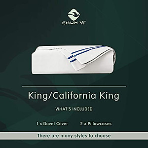 CHUN YI 3pcs King Bedding Duvet Cover Set Cotton Tencel Lyocell Bed Set, Duvet Cover King Cal King, 1 Duvet Cover and 2 Pillowcases, King/California King, White