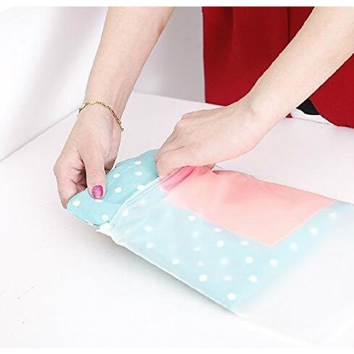 erioctry Waterproof Plastic Pouch Bag Organizer Packaging Bags Travel Storage Bag Luggage Shoes Cloth Suit Makeup Packing Pouch Bag Organizer Zip Seal Space Saving Bags (6-Pack of Different Sizes)