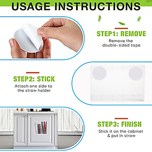 Qinyoung Acrylic Straw Holder with Double Sided Adhesive Tape Tumbler Straw Organizer for Cupboard Reusable Tumbler Straw Storage Container for Kitchen Counter (Transparent)