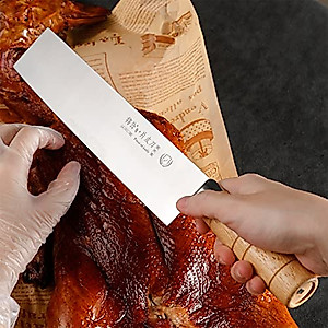 GAINSCOME Stainless Steel Chinese Chef's Knife Sharp Cleavers Slicing Knife Peking Duck Knife Beech Handle Watermelon Fruit Knife