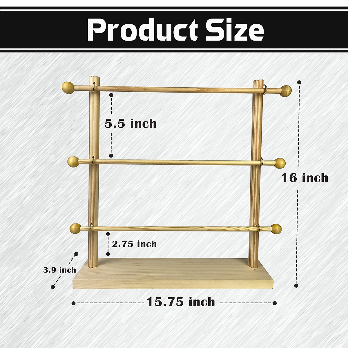 SAVINA Ribbon Organizer - Wooden Ribbon Rack Holder for Sewing Craft, Wreath, Mesh, Thread, Tape, Roll - Ideal for Florist Arts & Gift Wrapping Storage