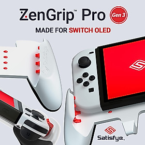 Satisfye – ZenGrip Pro Gen 3 OLED Slim Bundle, Accessories Compatible with Nintendo Switch - The Bundle includes: White Grip, Slim Case (WHITE)