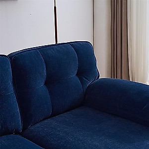 Polibi 83" L-Shape Convertible Sectional Sofa Set with Chaise Lounge, Metal Legs and Button Tufted, 3-Seat Couch for Living Room, Blue