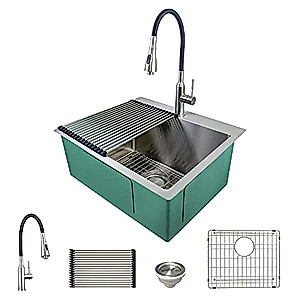 Transolid LSA3-252212-BS 25-in x 22-in Dual-Mount Laundry/Utility Sink Kit in Brushed Stainless