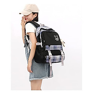 MeganJDesigns Cute Aesthetic Backpack for Teens Girls Boys College High Middle School Student Lightweight Book Bag Casual Kawaii Daypacks (E-Black Aesthetic Backpack)