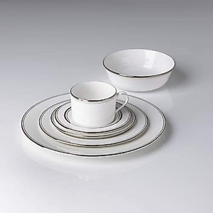 Kate Spade New York Library Lane Platinum Dinnerware 5 Piece Place Setting, White