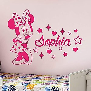 Name Wall Decal Minnie Vinyl Decals Sticker Custom Decals Personalized Baby Girl Name Decor Bedroom Nursery Baby Room Decor ZX58
