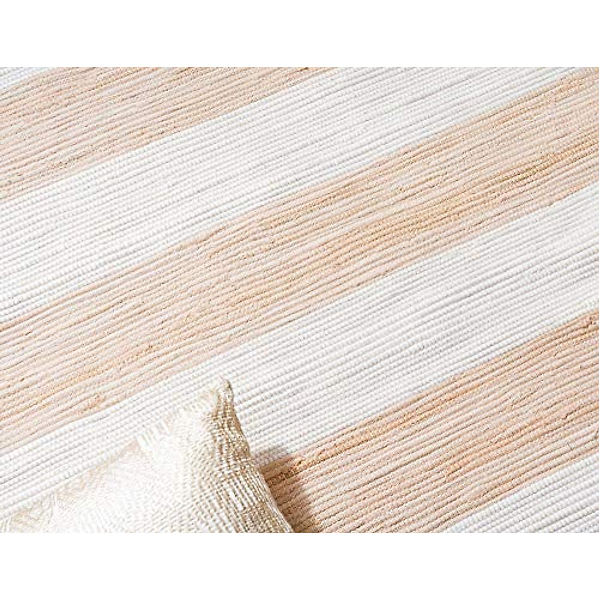 Unique Loom Chindi Rag Collection Hand Woven Striped Natural Fibers Beige Area Rug (8' 0 x 10' 0)