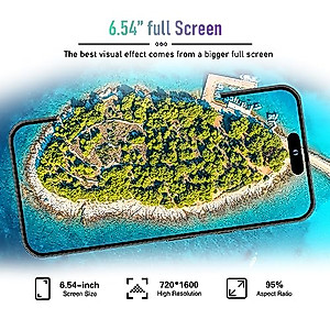 fuxinya Unlocked Cell Phones 2023 Android 13 Smartphone with Dynamic Island 8GB+128GB 8-Core Mobile Phones 6.54" HD Screen 50MP+13MP Camera 5000 mAh Long Battery Cellphone with 4G Dual SIM - Black