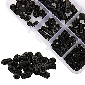 Rrina 150Pcs M4/M5/M6/M8 Hex Allen Head Socket Set Screws Grub Screw Bolts Assortment Kit,12.9 Class Alloy Steel Internal Hex Drive Cup-Point Screws