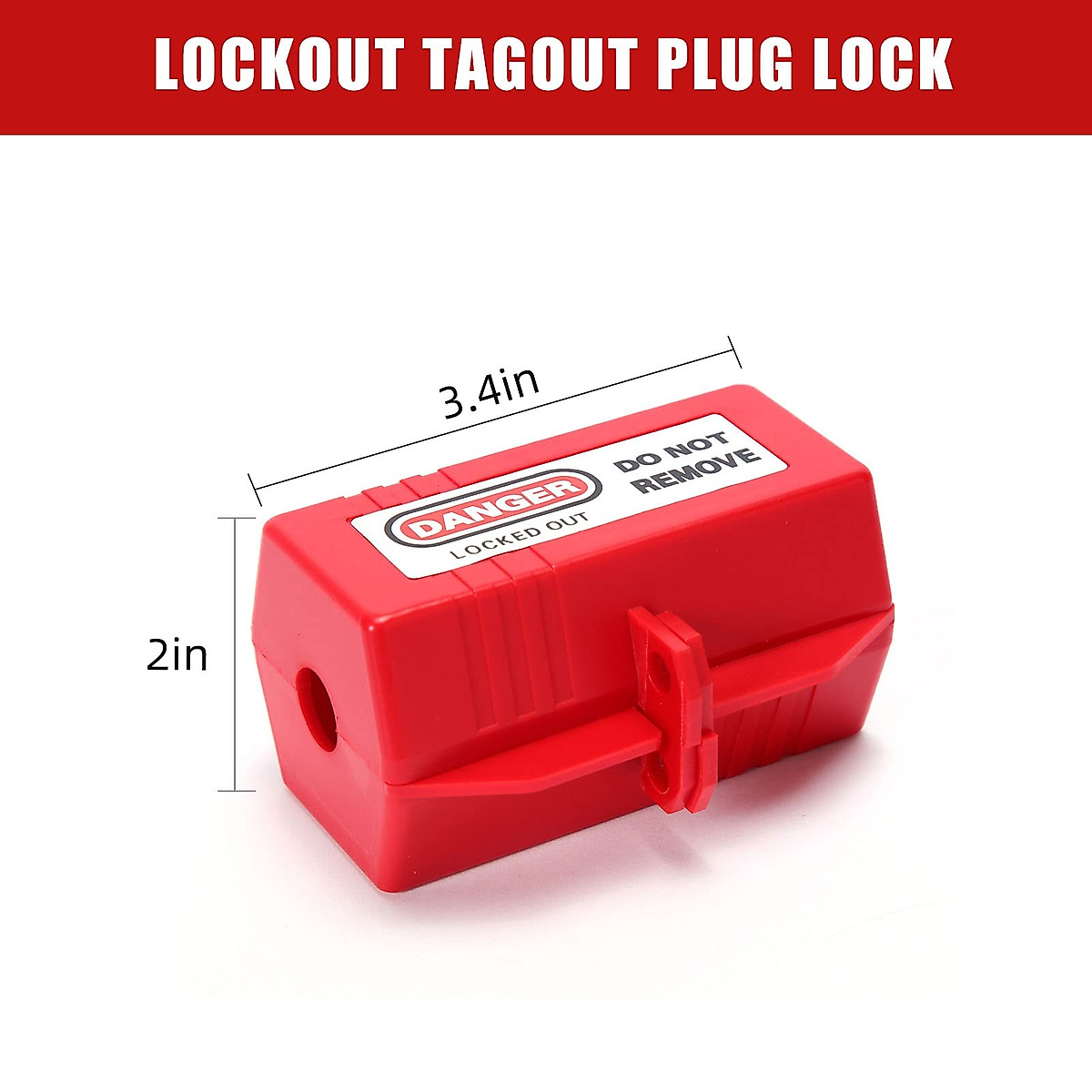 OMGTMD Lockout Tagout Plug Lock Universal Forklift,Cylinder,Electrical Plug Lockout Device 110 and 220 Volt Plugs 4.5 x 3 Inch Lock Out Tag Out 4 Pack