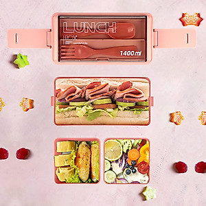 NatraProw Bento Box Adult Lunch Box, All-in-One Lunch Containers with Removable Compartments, 2 Layers Stackable Bento Lunch Box Leak Proof, Microwave Safe