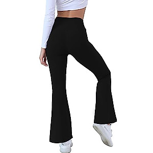 Cicendy Flare Yoga Pants with Pockets for Women,High Waisted V Crossover Bootcut Yoga Leggings Stretchy Casual Workout Pants Black